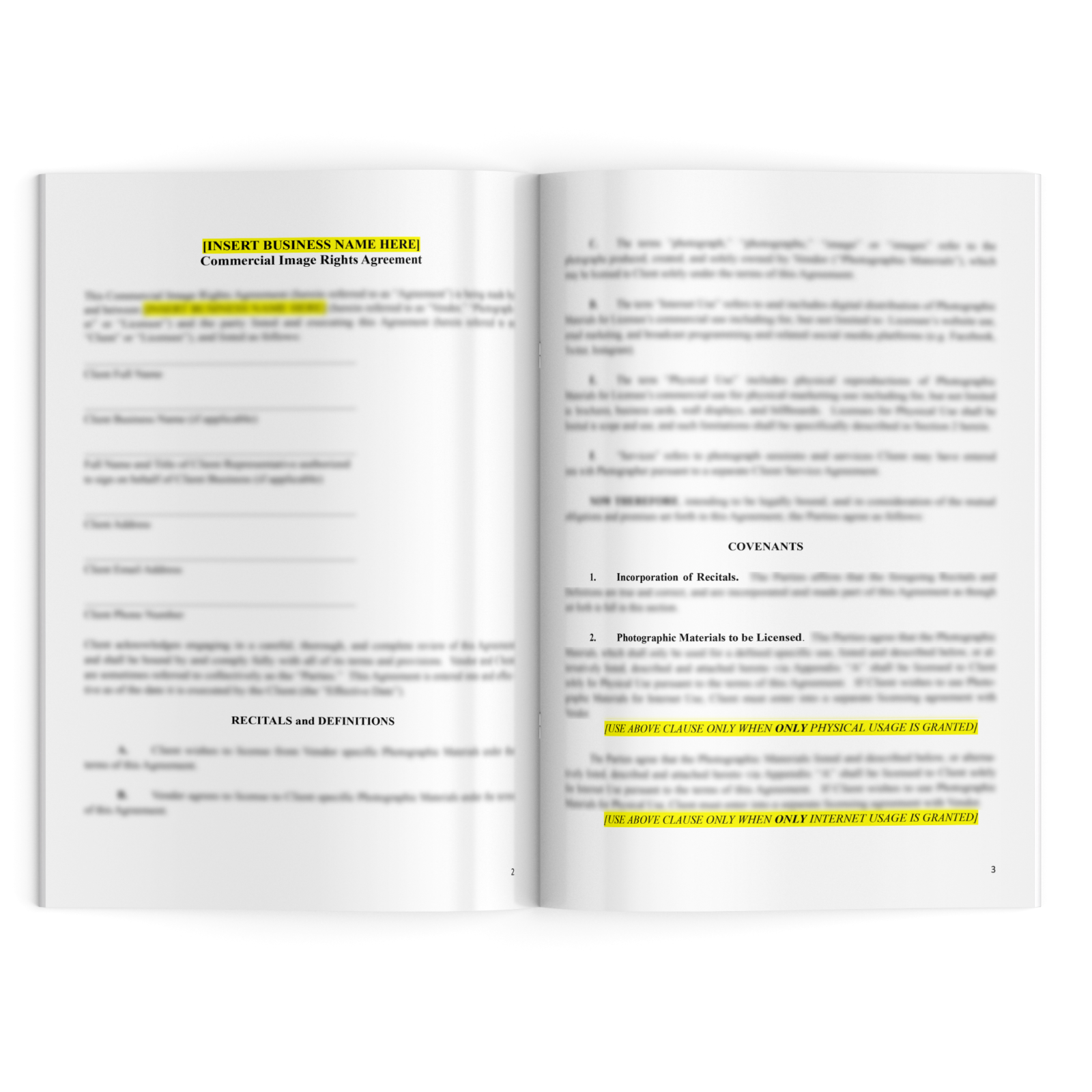 Commercial Image Rights Agreement - Erica + Jon Photography