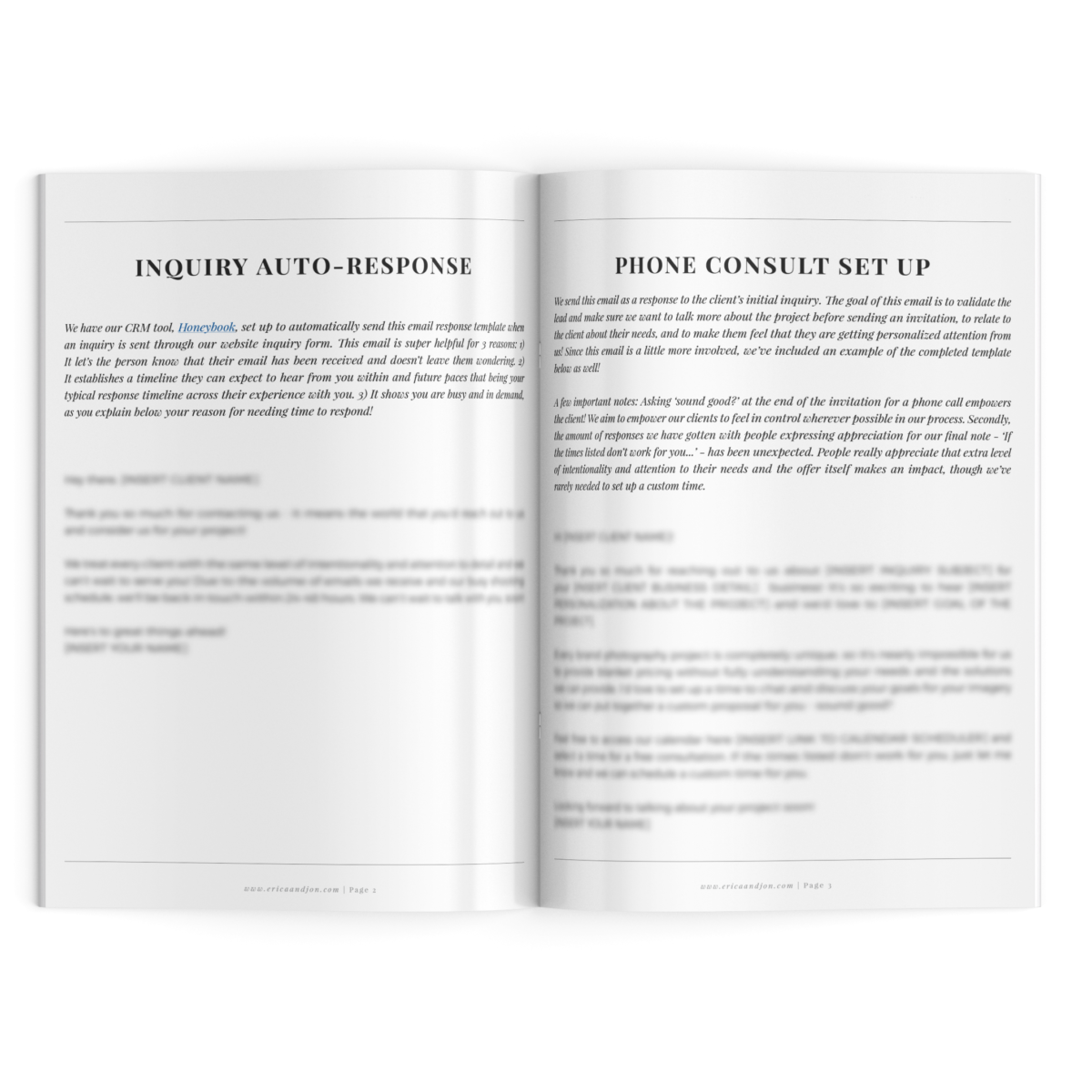 E+J Client Email Templates - Erica + Jon Photography